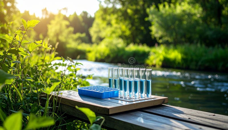 Environmental Water Testing in a Natural Setting with Test Tubes and ...