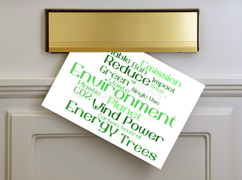 Environmental Word Cloud Message on a Postcard Stock Photo - Image of ...