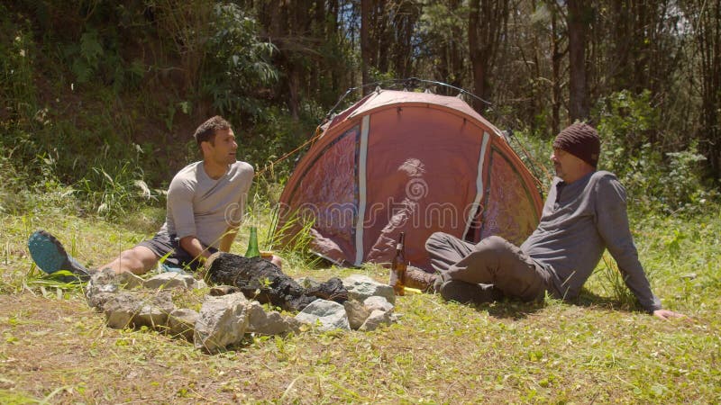 Angry Backpacker Man with Drunk Man Camping Stock Video - Video of ...