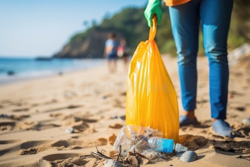 Environmentalist Collecting Garbage on the Beach, Recycling Stock ...