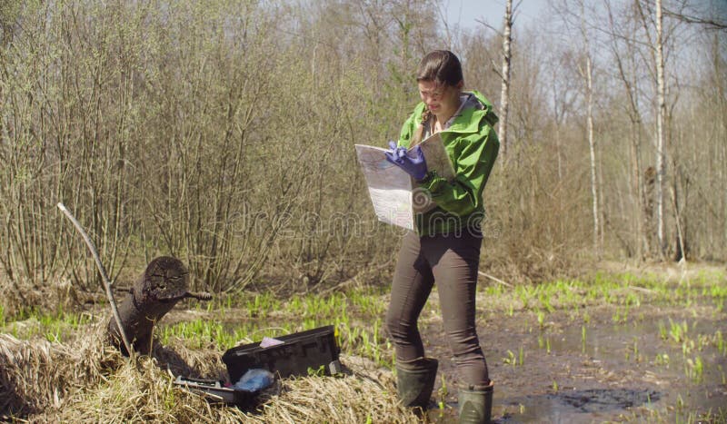 Environmentalist Maps Her Location Stock Photo - Image of scientist ...