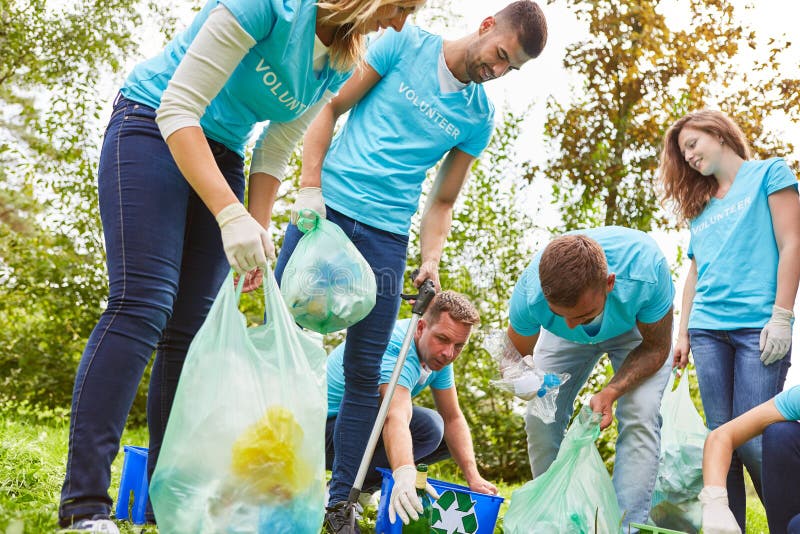 Environmentalists Collect Garbage in the Park Stock Photo - Image of ...