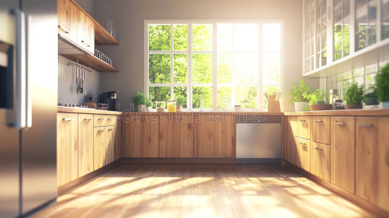 An Environmentally Conscious Kitchen Equipped with Energy-efficient Appliances and Cabinets ...