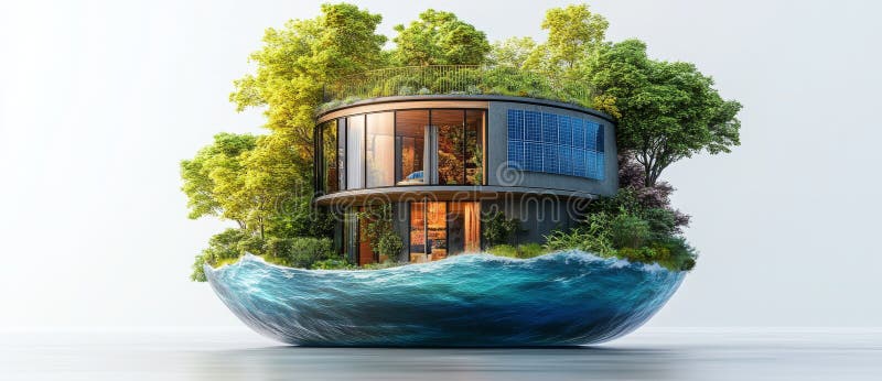 An Environmentally Friendly Home Set Against a Green Backdrop with ...