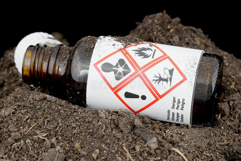 Black Plastic Drum with Hazardous Waste Stock Image - Image of placards ...
