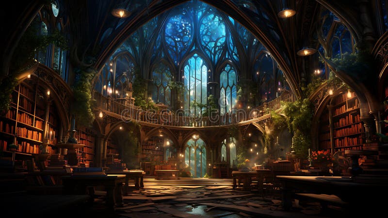 Envision a Magical Library Hidden in an Enchanted Forest, Stock Image ...