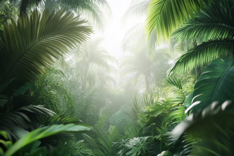 Envision a Wild, Unruly Jungle Filled with Dense Greenery and Hidden ...