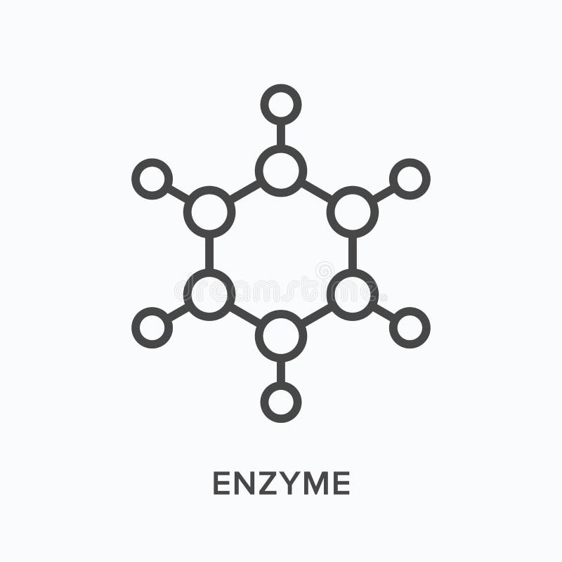 Enzyme Flat Line Icon. Vector Outline Illustration of Molecule Stock ...