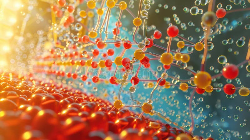 Enzyme and Protein Molecular System Highlighted with Glowing Digital ...