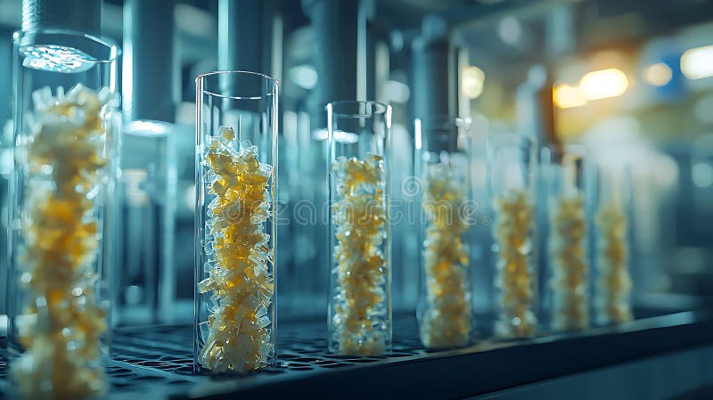 Enzymes Reacting with Shredded Plastic in Test Tubes in Lab Setting ...