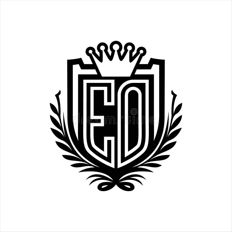 EO Logo Heraldic Shield Shape with Crown, Vintage Crest on White ...