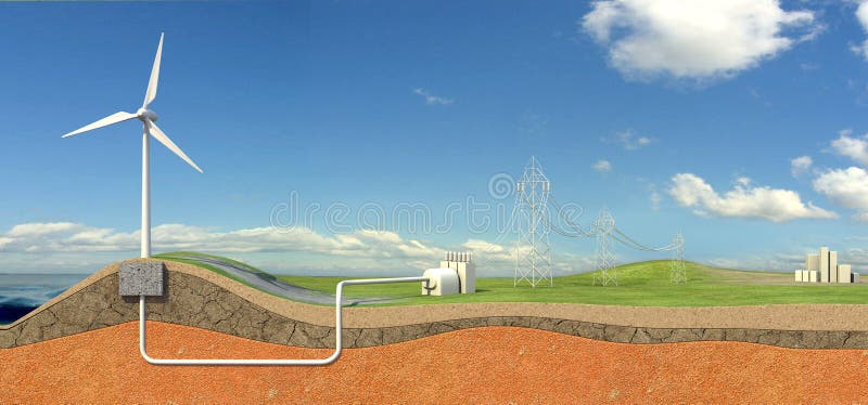 Eolic energy system stock illustration. Illustration of generator ...