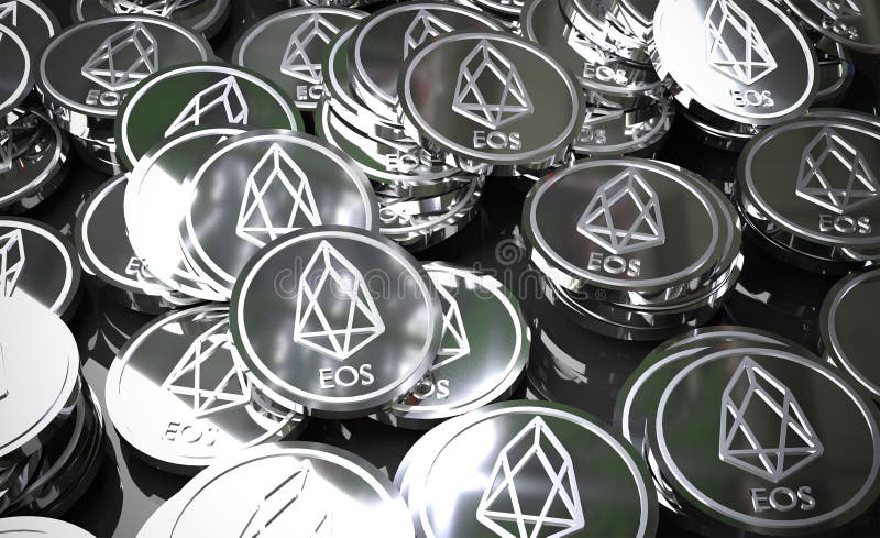 EOS Coins, Blockchain Concept. 3D Rendering Stock Illustration ...
