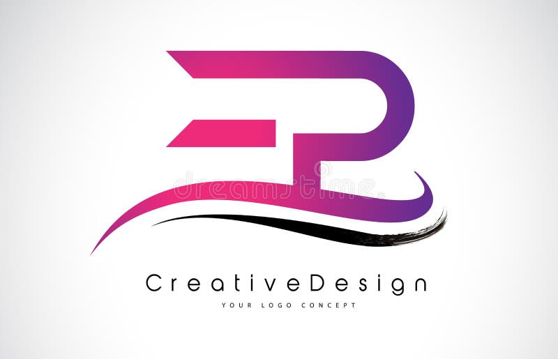 EP Letter Design with Brush Stroke and Modern 3D Look Stock Vector ...