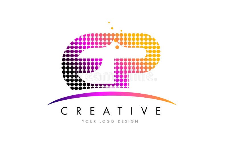 EP E P Letter Logo Design with Magenta Dots and Swoosh Stock Vector ...