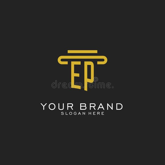 EP Initial Logo with Simple Pillar Style Design Stock Vector ...