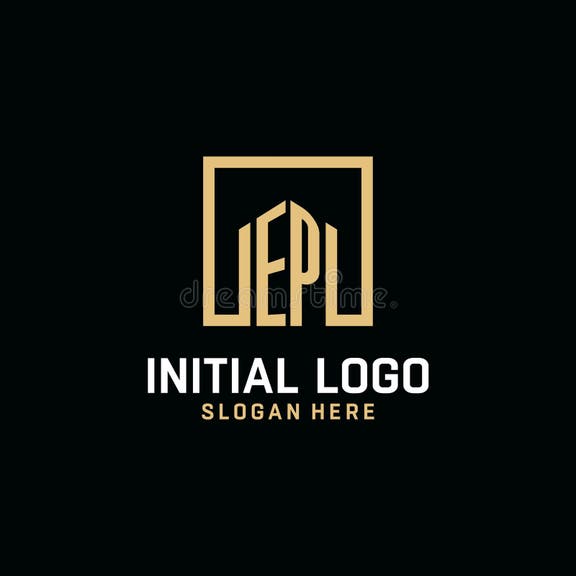 EP Initial Monogram Logo Design with Square Shape Design Ideas Stock ...