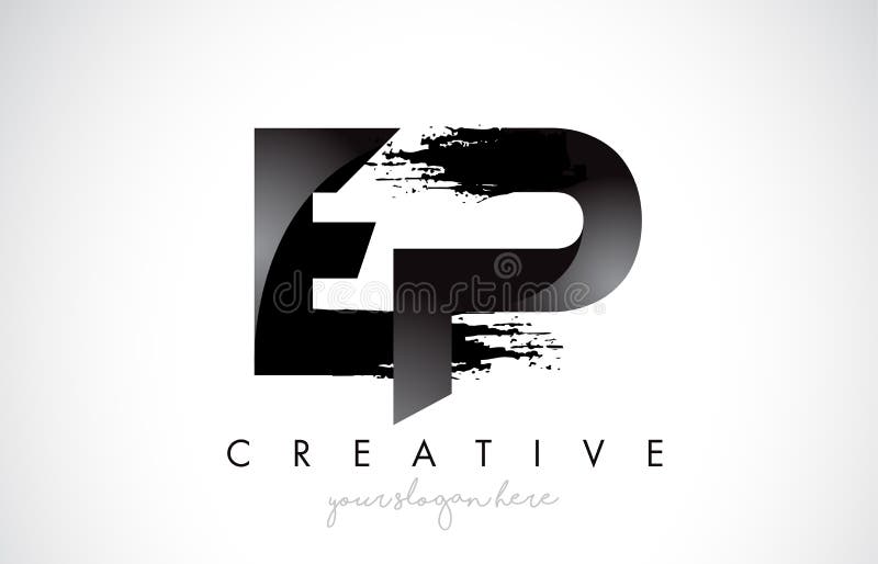 EP Letter Design with Brush Stroke and Modern 3D Look Stock Vector ...