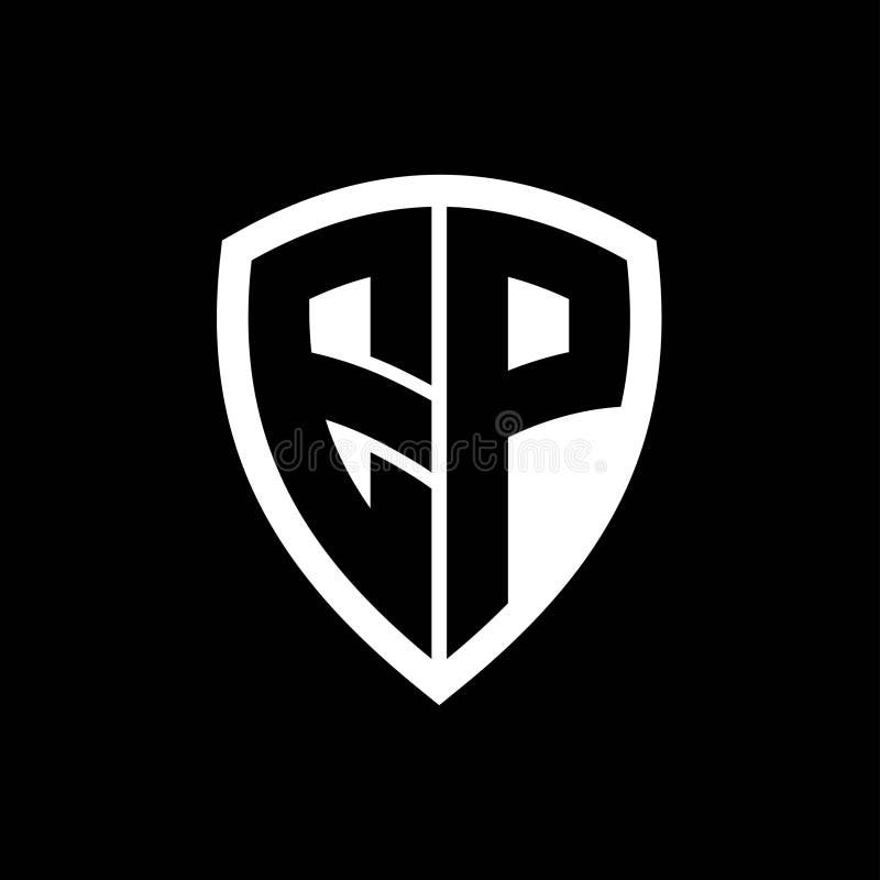 EP Monogram Logo with Bold Letters Shield Shape with Black and White ...