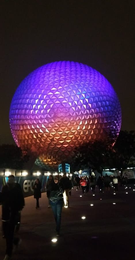Epcot ball at night editorial photography. Image of night - 192146702