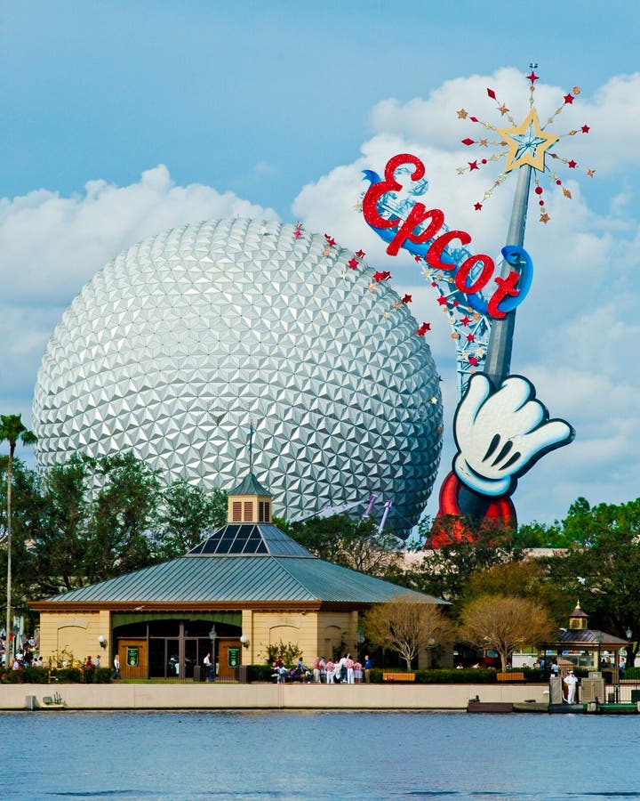 Epcot Center, Orlando Florida Editorial Stock Image - Image of clouds ...