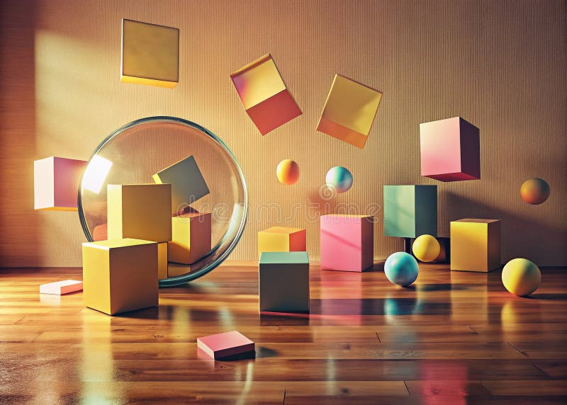 Ephemeral Creativity Vintage Sepia Sticky Notes and Floating 3D Models ...