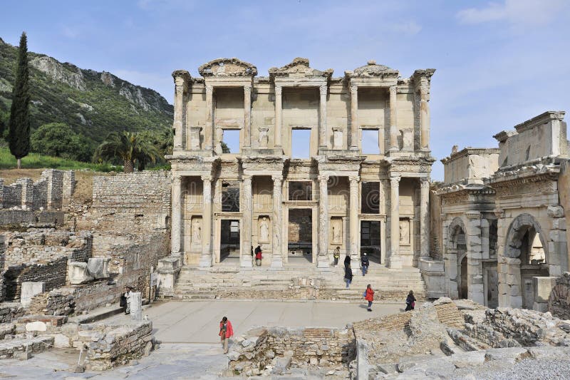 Awesome View of the Gate of Augustus and the Library of Celsus in ...