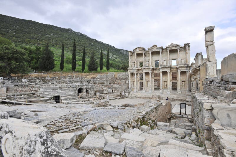 Awesome View of the Gate of Augustus and the Library of Celsus in ...