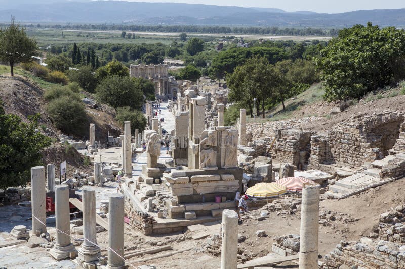 Awesome View of the Gate of Augustus and the Library of Celsus in ...