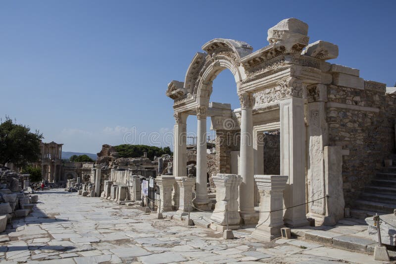 Awesome View of the Gate of Augustus and the Library of Celsus in ...