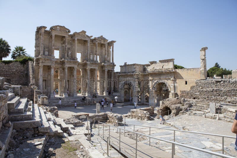 Awesome View of the Gate of Augustus and the Library of Celsus in ...