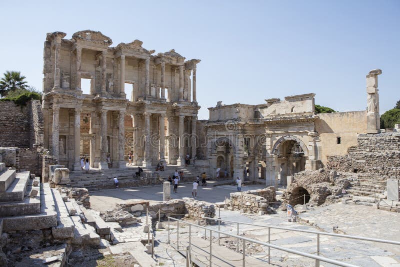 Awesome View of the Gate of Augustus and the Library of Celsus in ...
