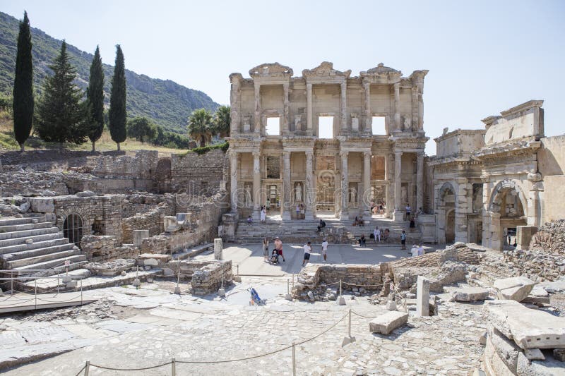 Awesome View of the Gate of Augustus and the Library of Celsus in ...