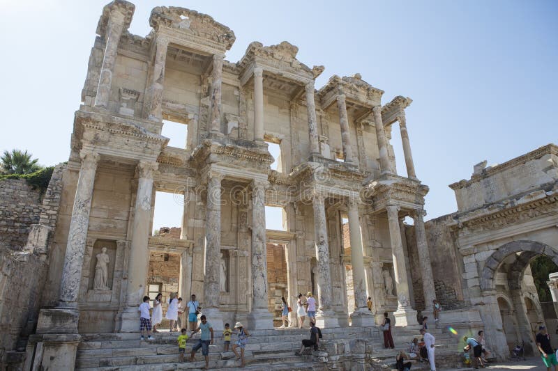 Awesome View of the Gate of Augustus and the Library of Celsus in ...