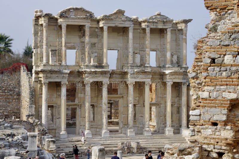The Library of Celsus, an Ancient Roamn Building from 110 CE. Ephesus ...