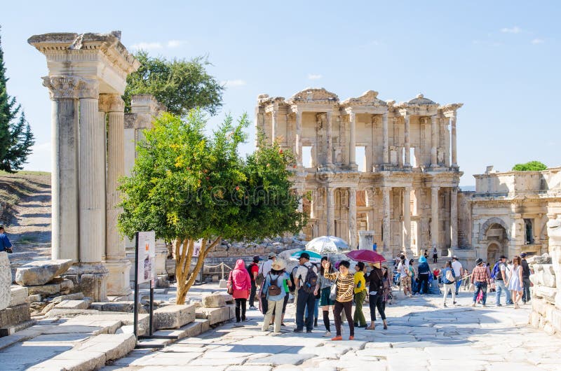 Ephesus, Turkey - October, 1, 2015: Facade of Ancient Celsius Library ...
