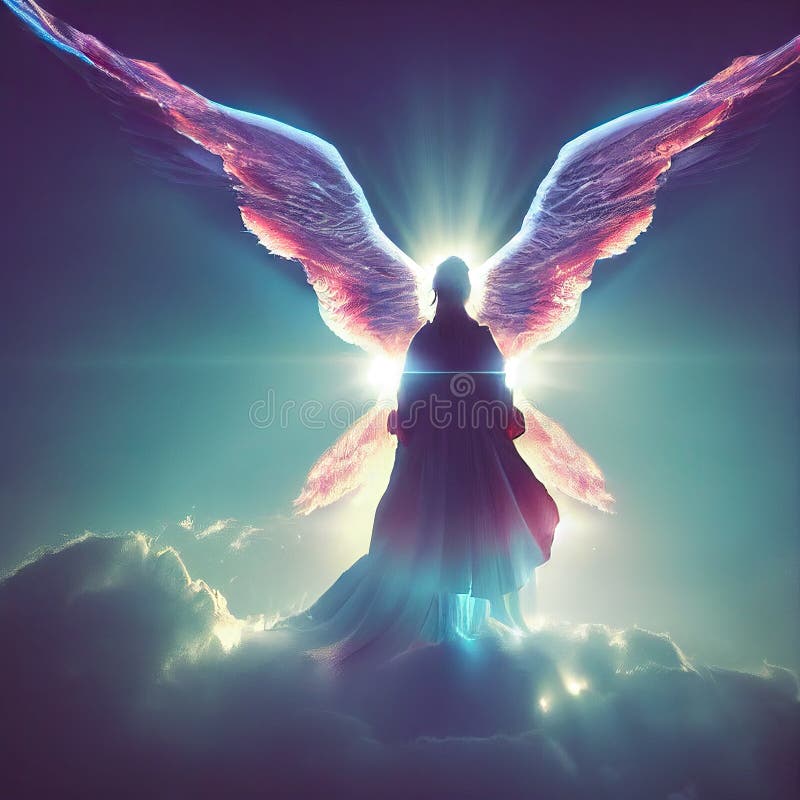 Epic Angel with Big Wins in Heaven Stock Photo - Image of sculpture ...