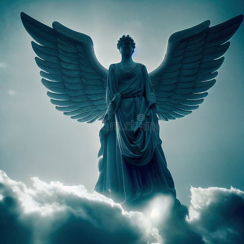 Epic Angel with Big Wins in Heaven Stock Illustration - Illustration of ...