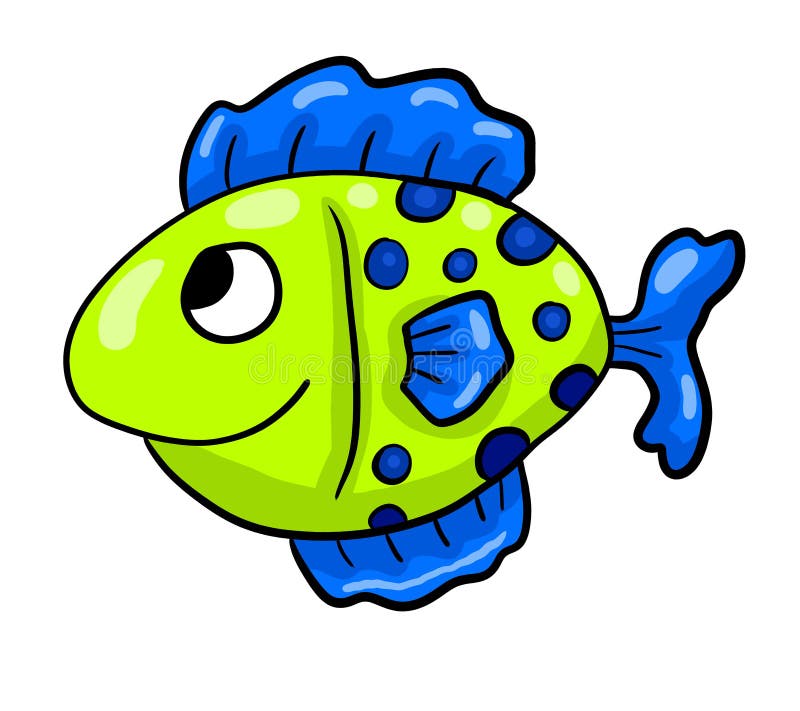 Epic Blue and Green Fish stock illustration. Illustration of cartoon ...