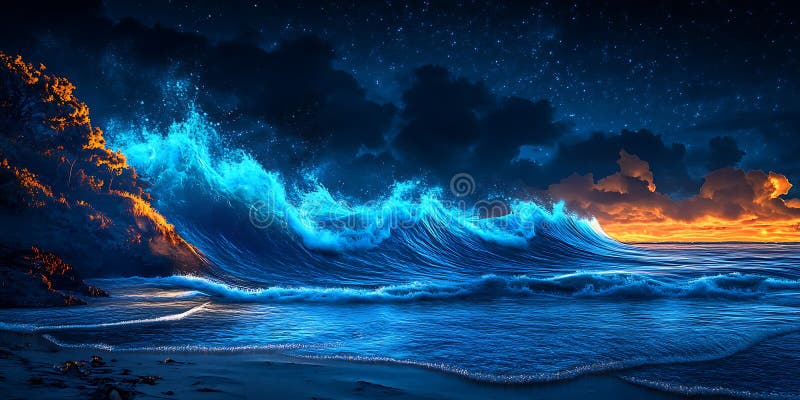 Epic Blue Orange Fire Sky 4K Wallpaper Stock Illustration ...