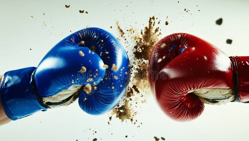 Epic Boxing Gloves Clash Dramatic Impact Dust High Quality Image Stock ...
