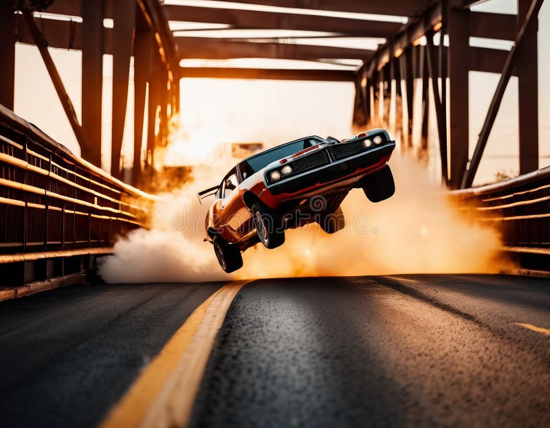 Epic Car Chase with Explosions Stock Image - Image of realistic ...