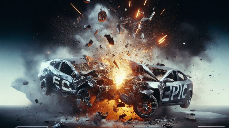 Epic Car Explosion - AI Generated Illustration, Realistic Stock ...