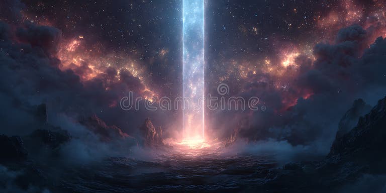 Epic Celestial Event Stunning Visual of Cosmic Beam and Starfield Stock ...