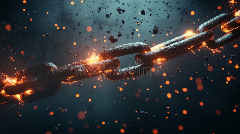 Epic Cinematic Scene of Heavy Iron Chains Breaking with Vibrant Light ...