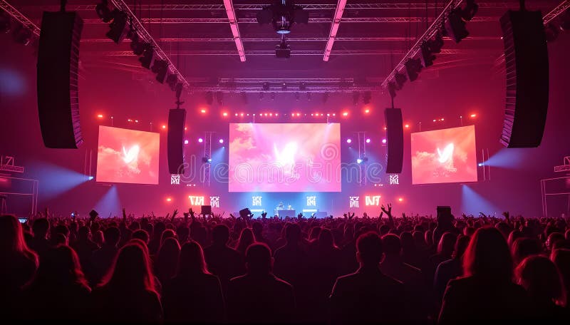 Epic Concert Night with DJ and Immersive Visuals Stock Photo - Image of ...