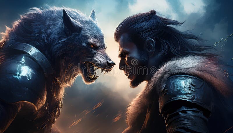 Epic Confrontation between a Fierce Werewolf Stock Photo - Image of ...