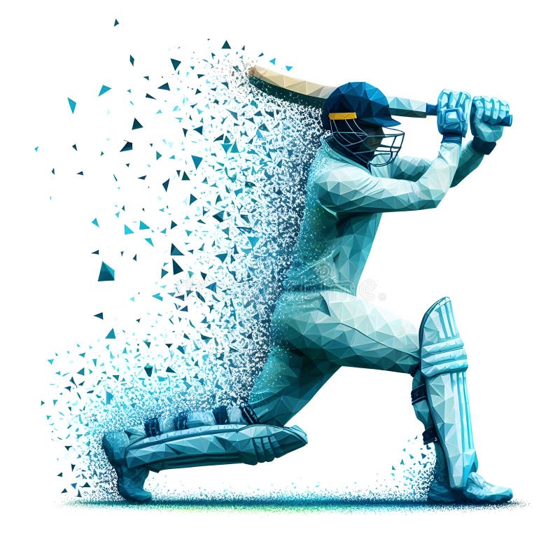 Epic Cricket Batsman in Low Poly Shatter Effect - Stunning Digital Art ...