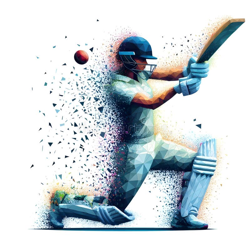 Epic Cricket Batsman in Low Poly Shatter Effect - Stunning Digital Art ...