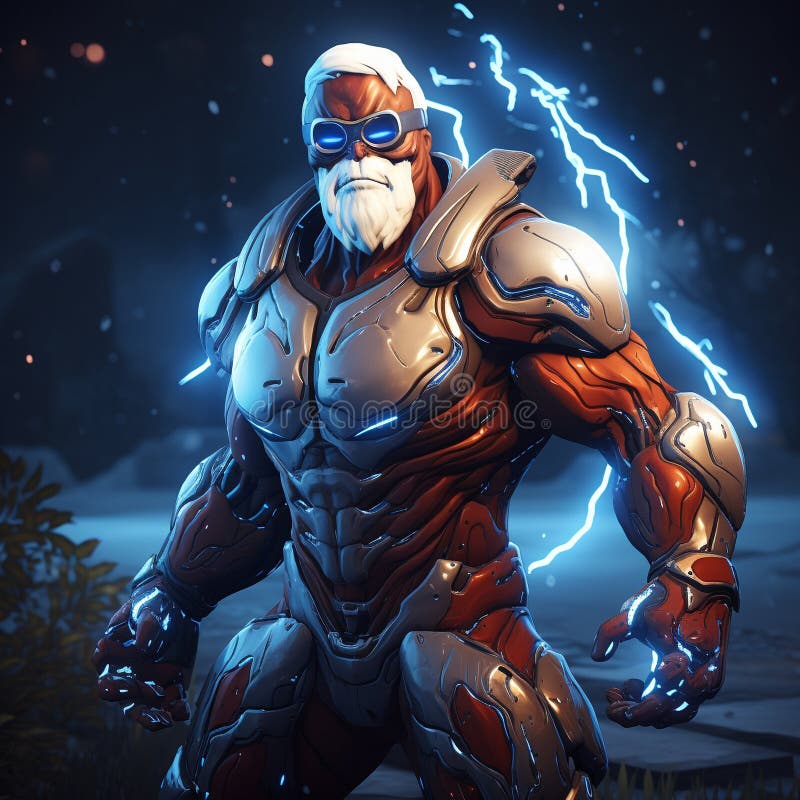 Epic 3D Character in Bionic Armor of the Future Stock Illustration ...